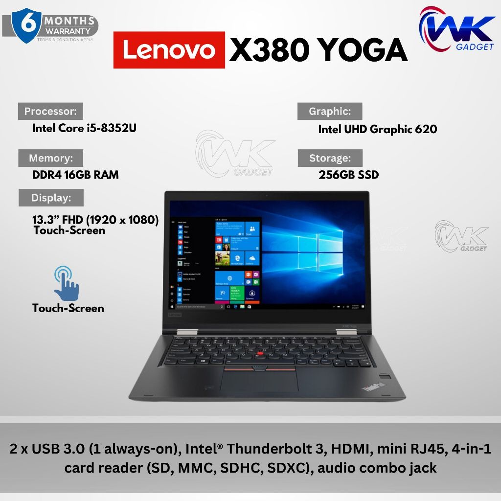 Lenovo ThinkPad X380 Yoga | Intel Core i5-8352U | 13.3" FHD Display ...