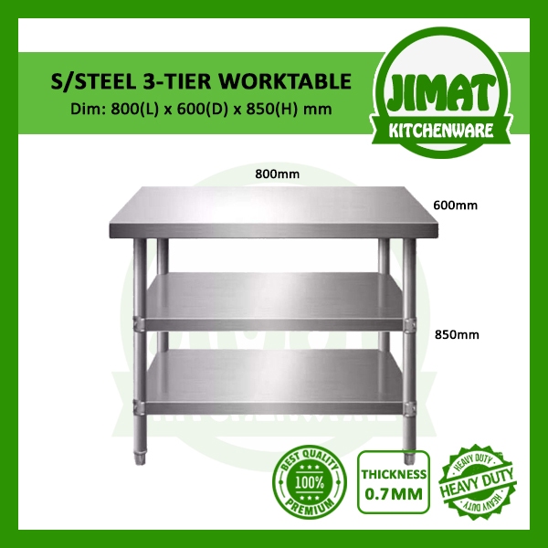 60CM/80CM X 60CM(2FT) Stainless Steel Kitchen Worktable / Meja ...