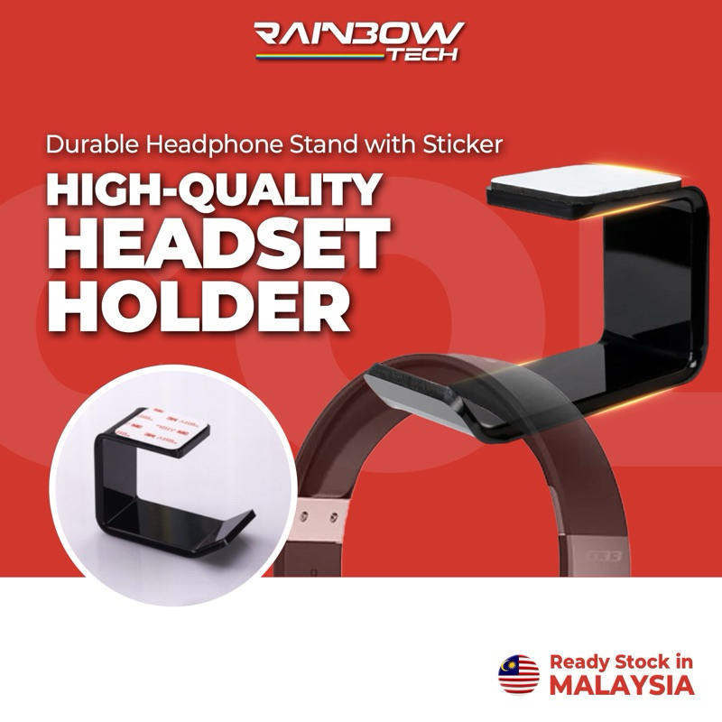 RBTECH Acrylic Headset Hanger Durable Strong Load Bearing Wall Mount ...