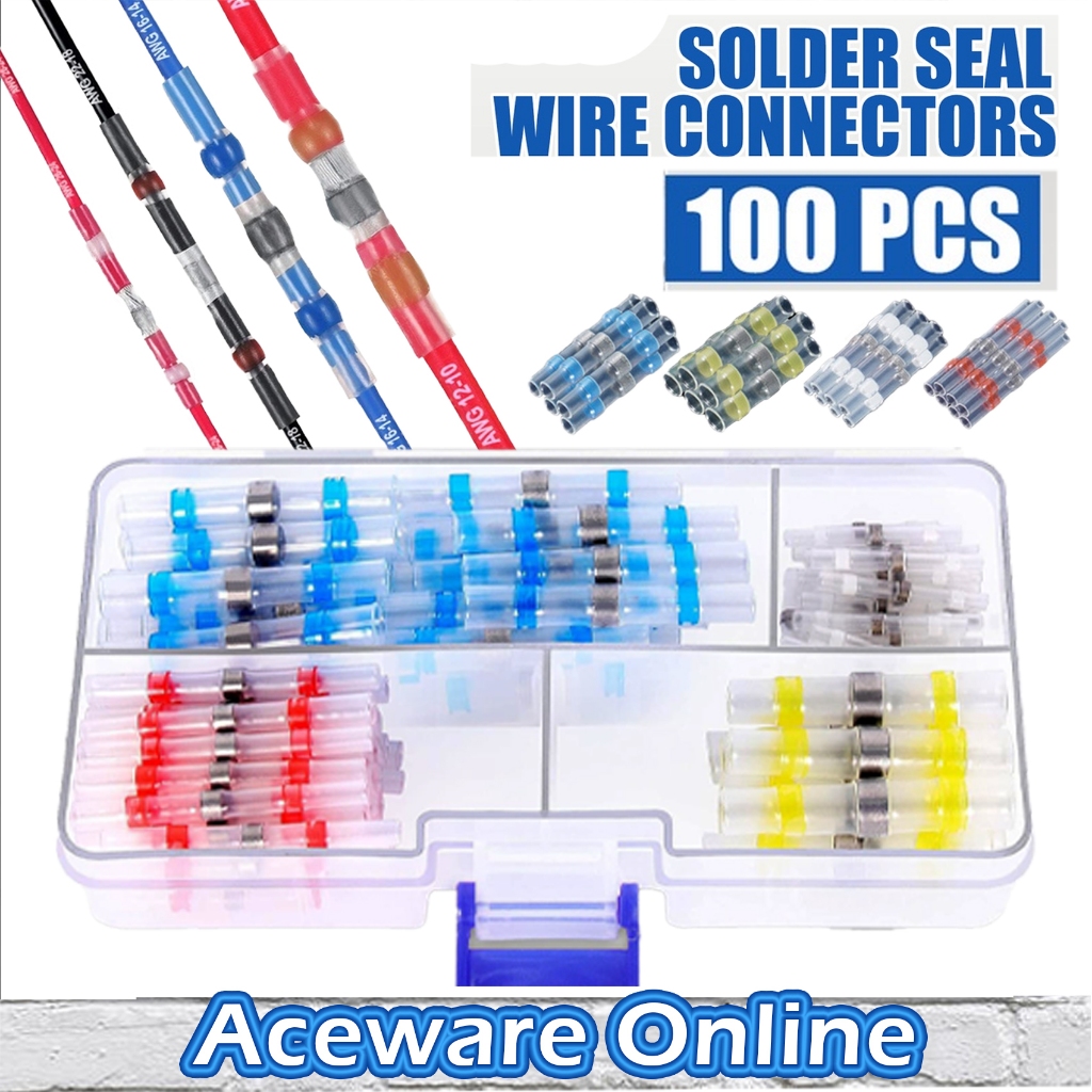100pcs Solder Seal Cable Wire Connector Terminals Waterproof Tube Heat ...