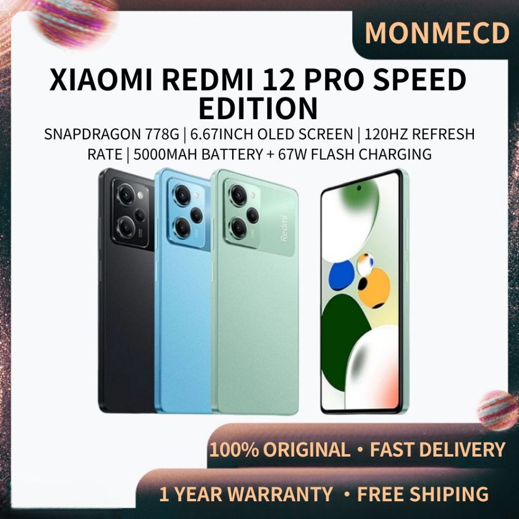 Xiaomi Redmi 12 pro Speed Edition Snapdragon 778G 120Hz 5000mAh+67W Charging Smart Mobile Phone ...
