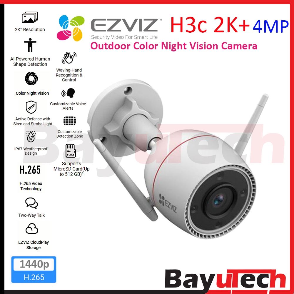 EZVIZ H3 H3C Color Night Vision 3MP 4MP 5MP Wireless Outdoor IP67 ...
