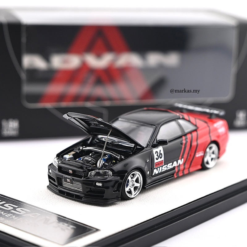 (NOT SEALED) TIME MICRO 1/64 NISSAN GT-R R34 ADVAN LEATHER BASED ...