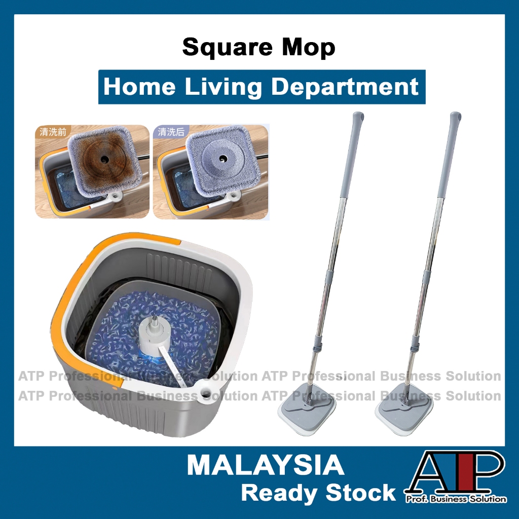 Cleaning🧽 Square Mop Square Spin Mop Set Bucket Automatic Rotating Lazy ...