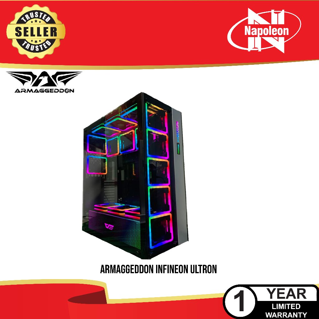 ARMAGGEDDON INFINEON ULTRON GAMING PC CASE (FREE 3 RGB FANS) | Shopee ...