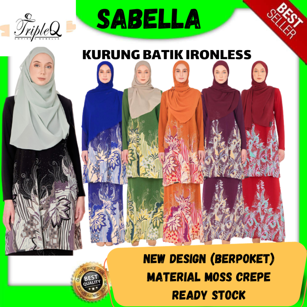 Sabella Batik Kurung Queeny Ironless Sedondon Berpoket Ready Stock | Shopee Malaysia