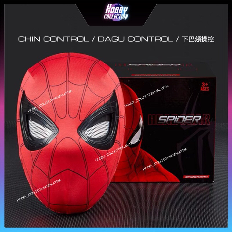 Spider-Man Cosplay Mask Chin Control The Eye Open Close Topeng ...