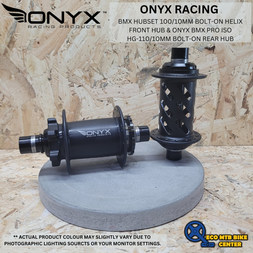 ONYX BMX HUBSET Bolt-on Helix Front Hub 28SP & PRO ISO HG Bolt-on Rear ...