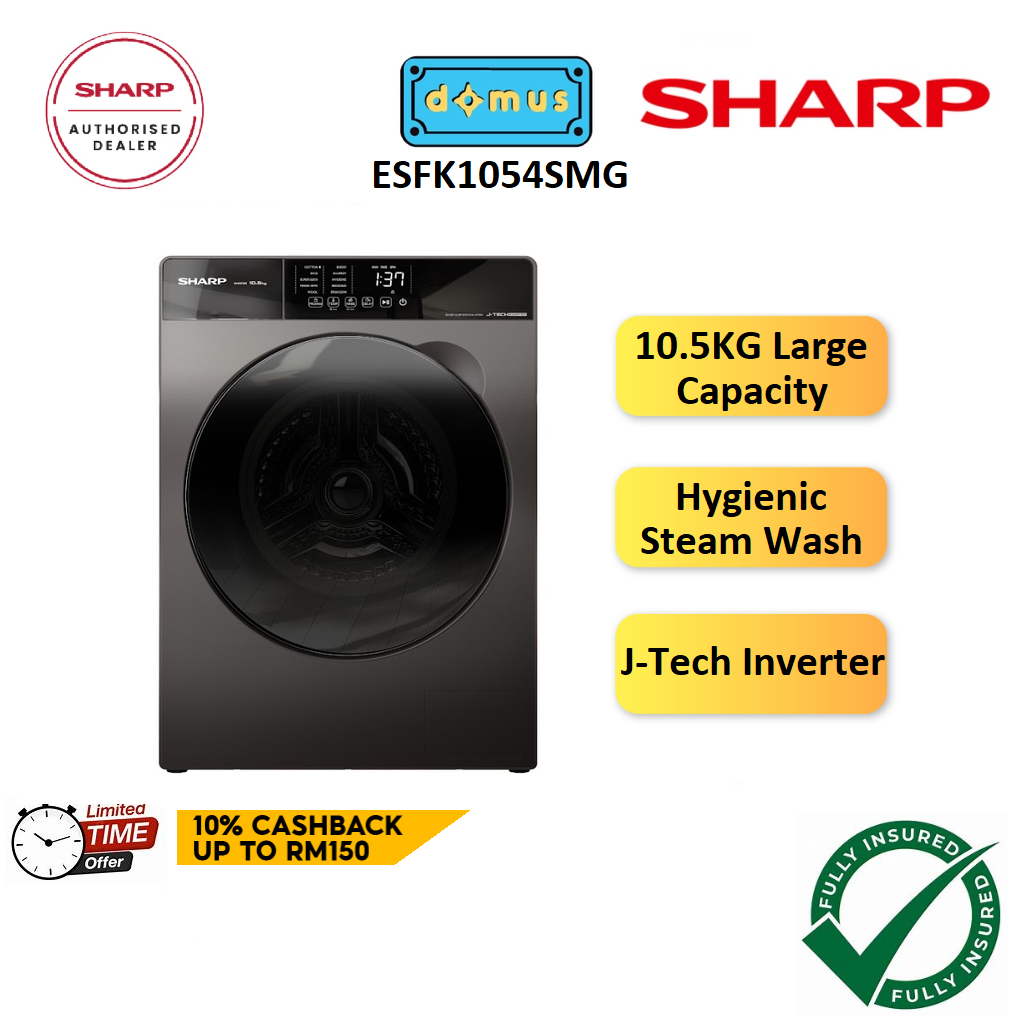 Sharp Front Load Washing Machine Inverter 10.5KG Direct Drive Washer ...