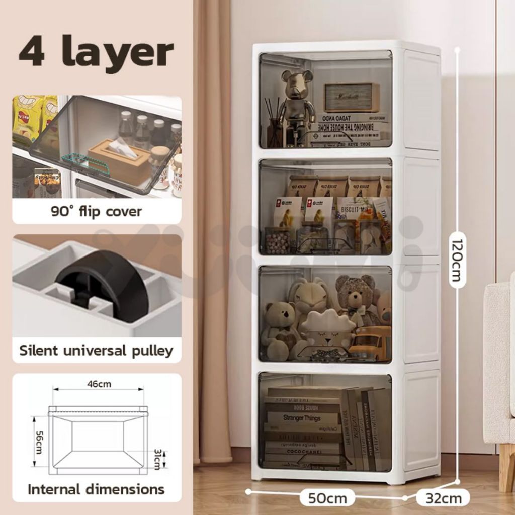 Yuumi New Large Space Transparency Almari Baju Plastik Cabinet Storage ...