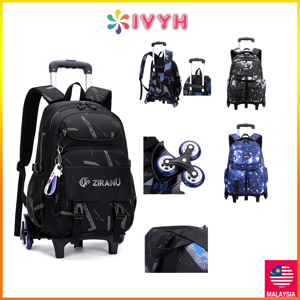 24 hours Ship】Ivyh 6 Wheels Trolly School Bag Kids Luggage Large ...