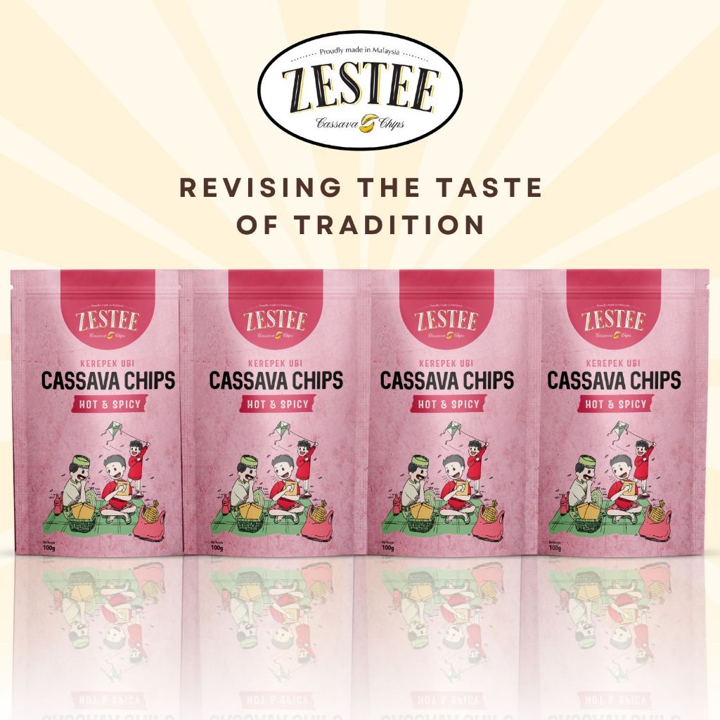 [4 Packs] ZESTEE Premium Hot & Spicy Cassava Chips (100g) | Shopee Malaysia