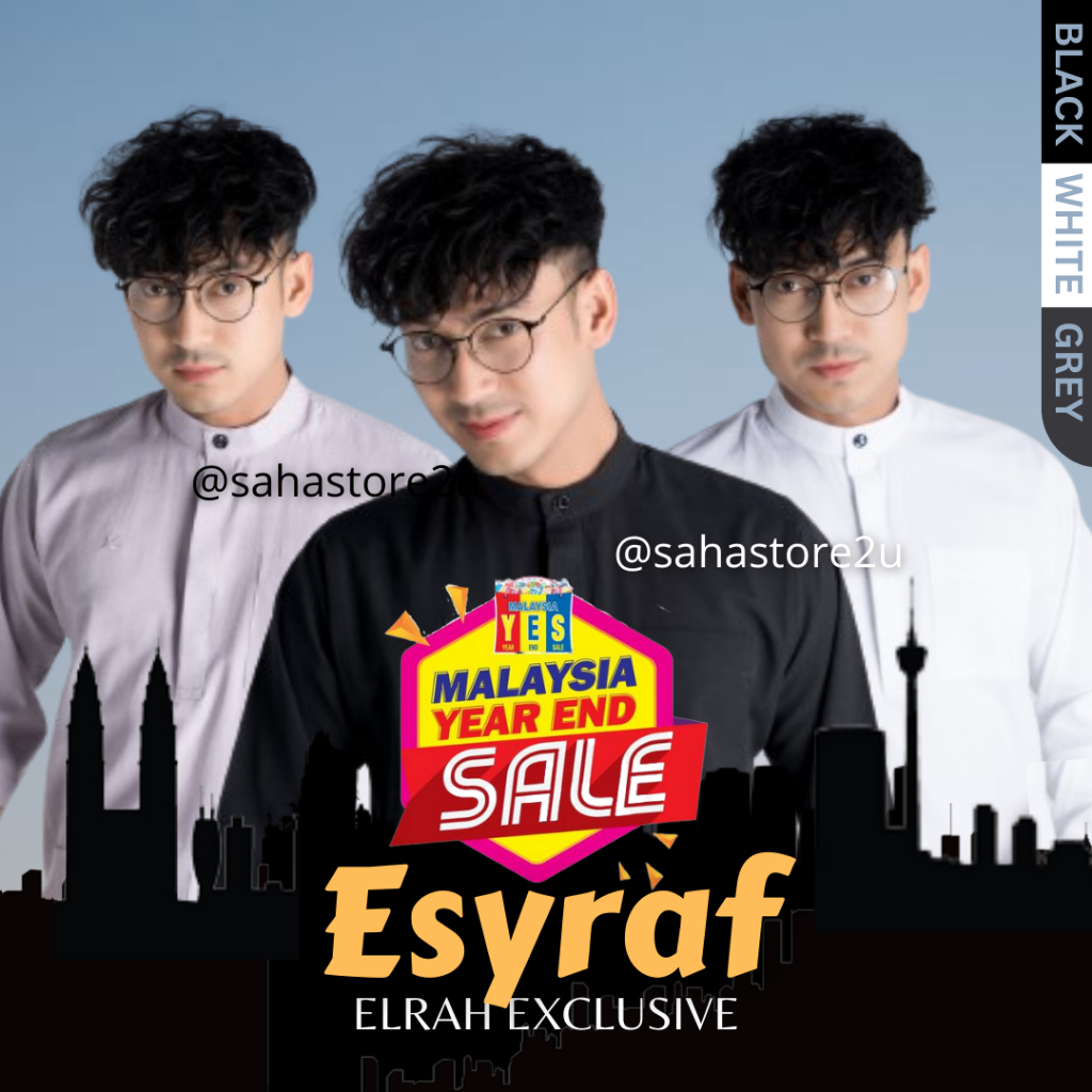 Kurta Esyraf Elrah Exclusive BAJU RAYA Black White Light Grey Dark Grey ...