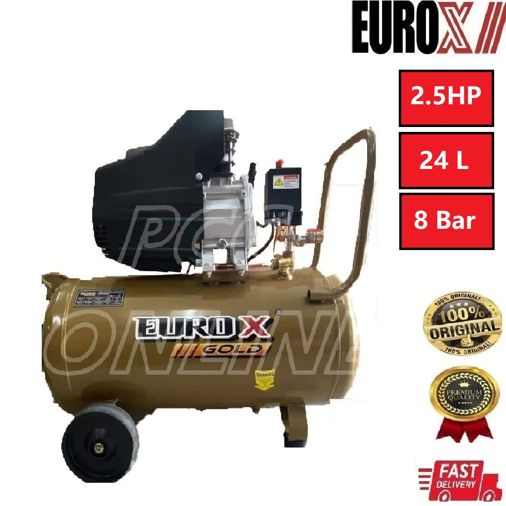 EUROX GOLD Air Compressor|Compressor Angin EAW-2524 2.5HP 24L 8BAR/EAW-3060G 3HP 60L 8BAR ...
