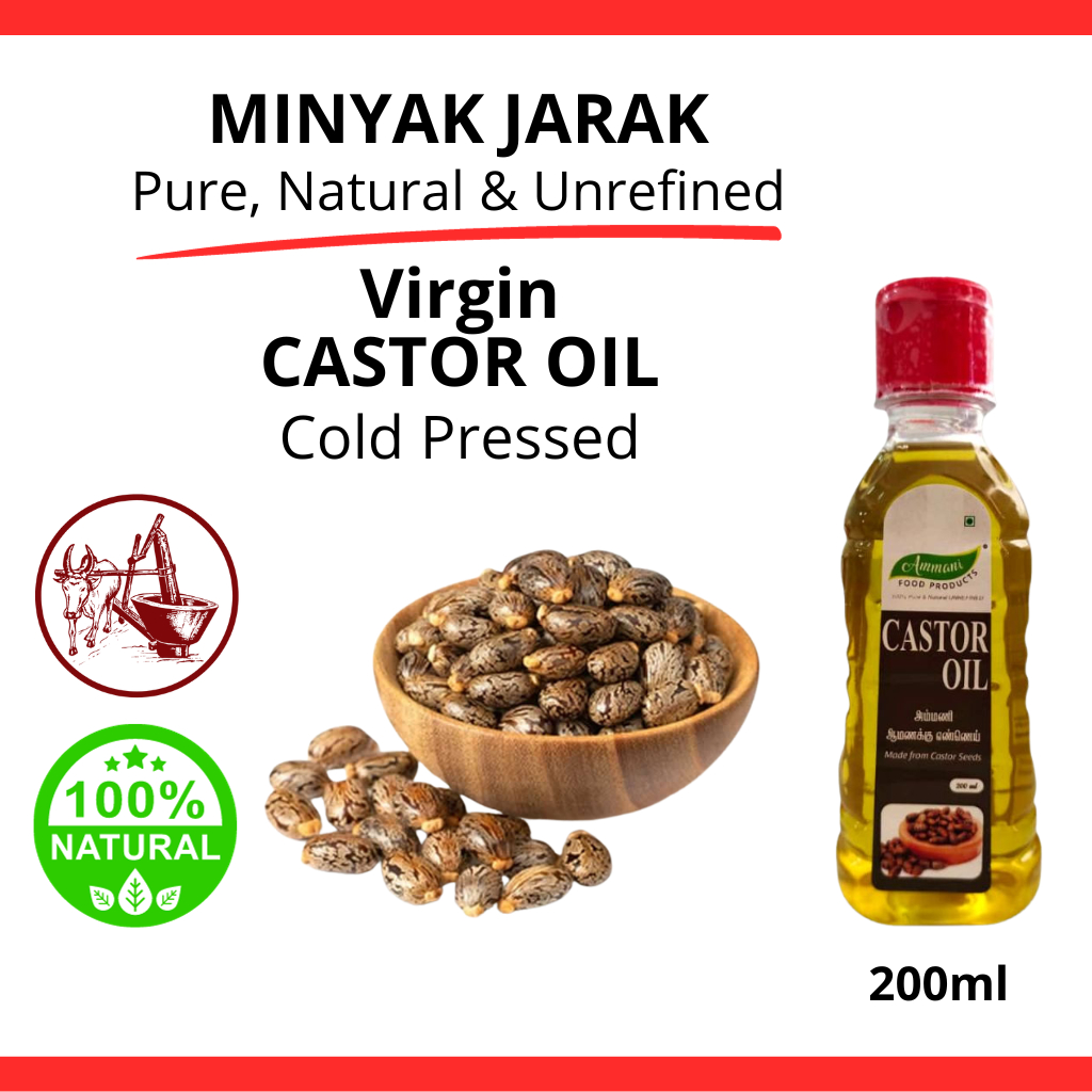 Ammani Castor Oil 200ml 100% Pure Natural Cold Pressed Carrier Oil Skin ...
