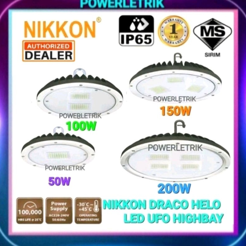 NIKKON DRACO HELO 50W 100W 150W 200W UFO LED HIGHBAY LIGHT 5700K ...
