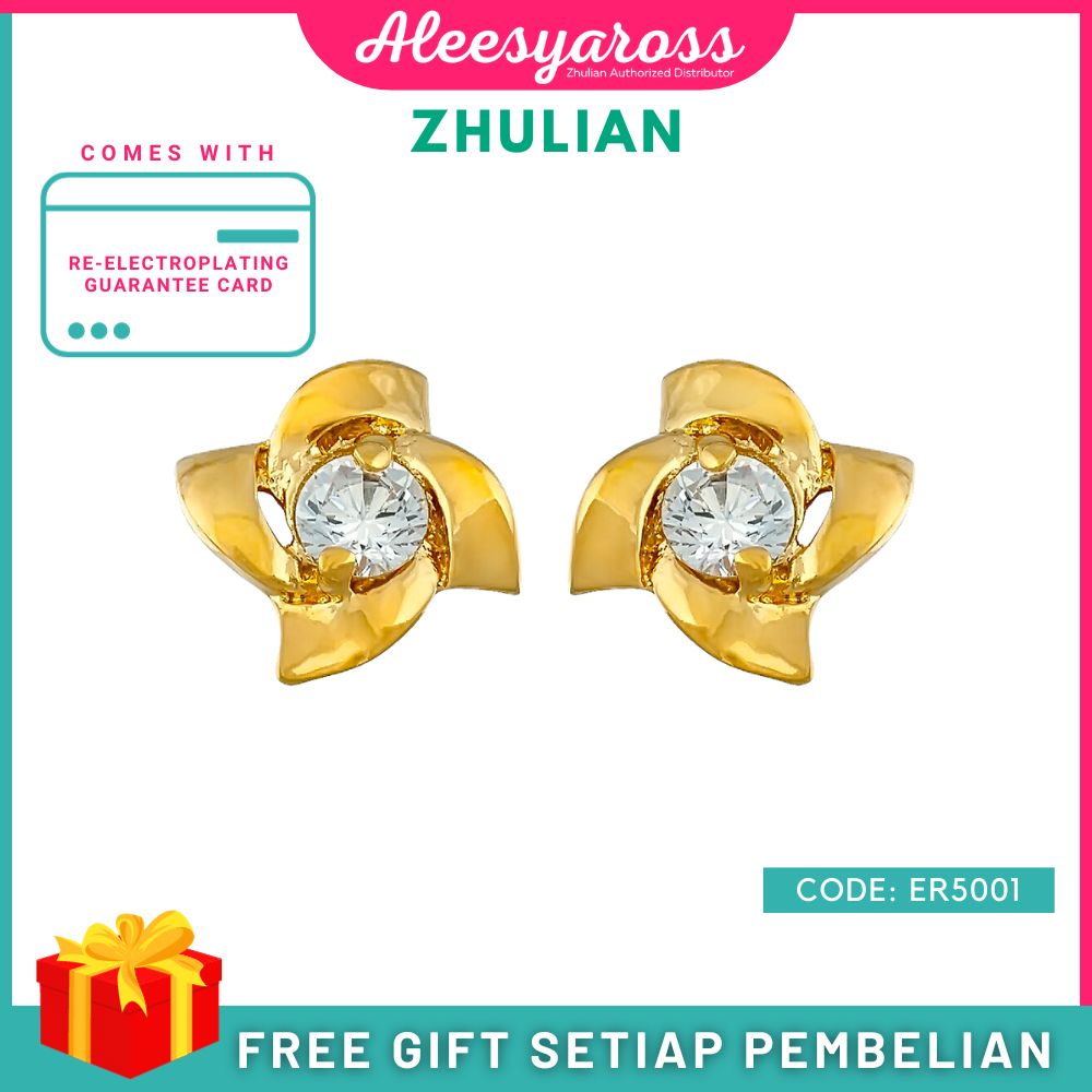 [ER5001] Subang BUNGA PUSING ZHULIAN Gold Plated Earring Jewellery ...