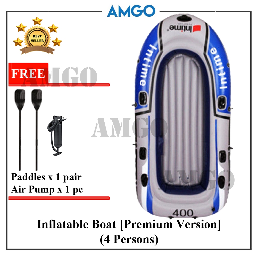 AMGO High Strength Inflatable Boat PVC Rubber Fishing Boat with Paddles ...