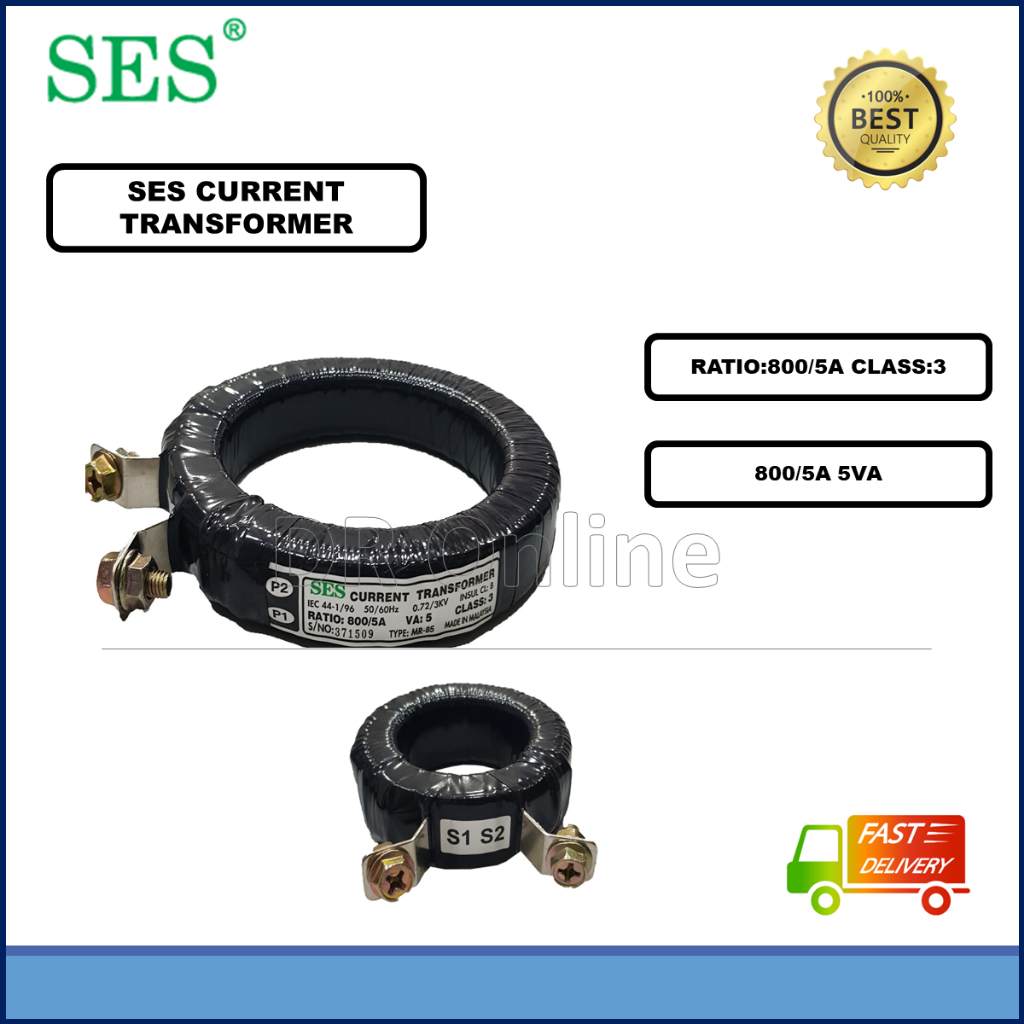 Ses Current Transformer Ct Coil Class 3 5va 60a 100a 150a 200a 250a 300a 400a 500a 600a 800a