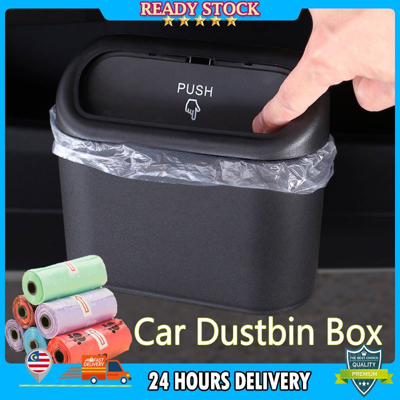 Car Dustbin Box Garbage Flip Lid Waterproof Recycling Bin Car Trash Can ...