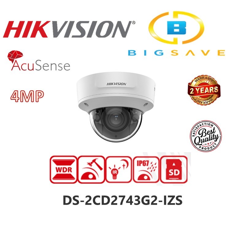 HIKVISION 4MP DS-2CD2743G2-IZS ACUSENSE MOTORIZED VARIFOCAL DOME ...