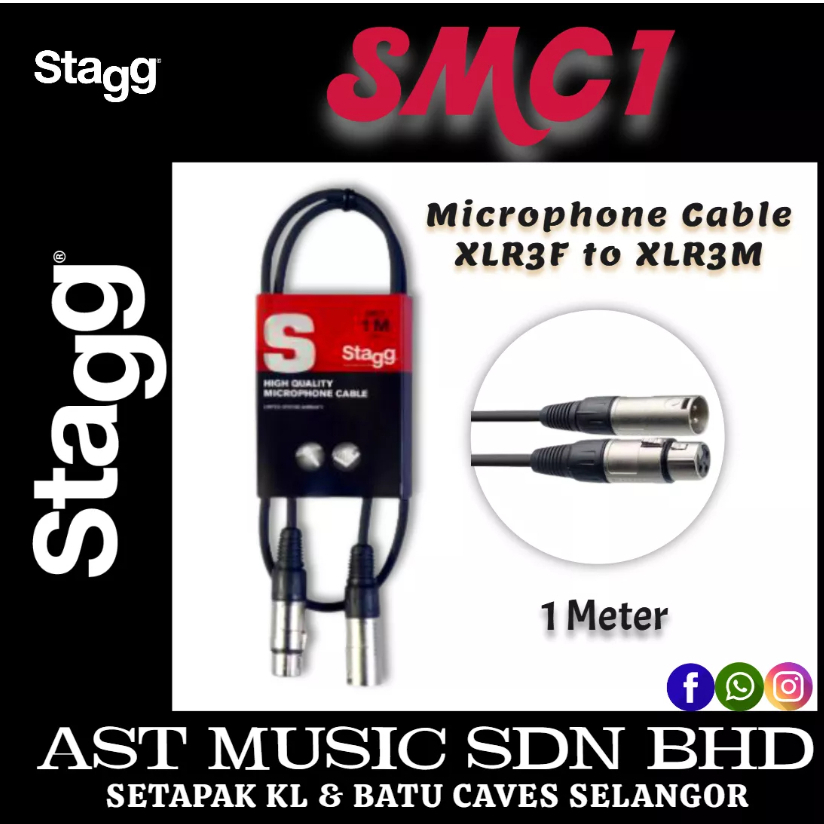 Stagg SMC1 Microphone Cable XLR3F to XLR3M – 1 Meter ( SMC-1 / Smc1 ) | Shopee Malaysia