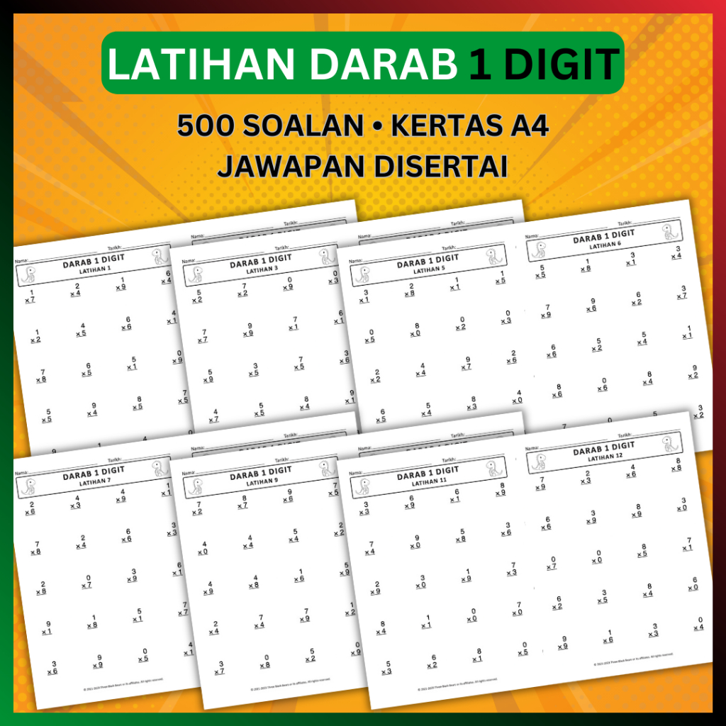 [hardcopy] Kertas Latihan Matematik 7 10 Tahun Latihan Asas Tambah