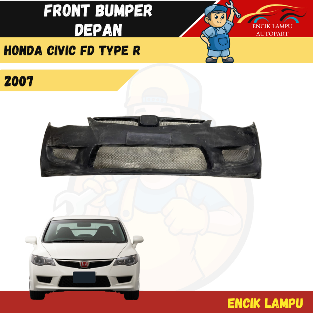 Honda Civic FD Type R 2007 Front Bumper Depan PU Material | Shopee Malaysia