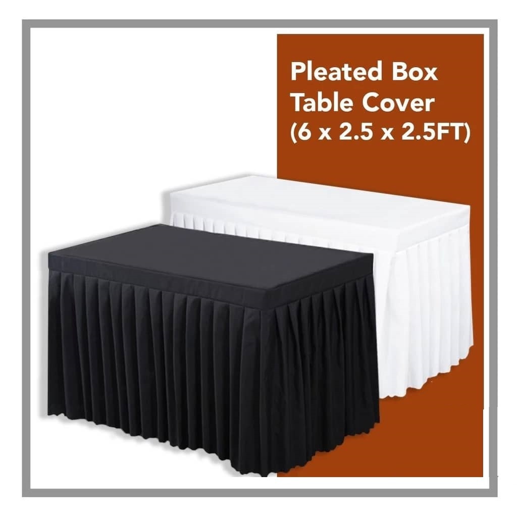 Pleated Box Table Cover Skirting Meja Hotel Wedding Banquet Event Skirt ...