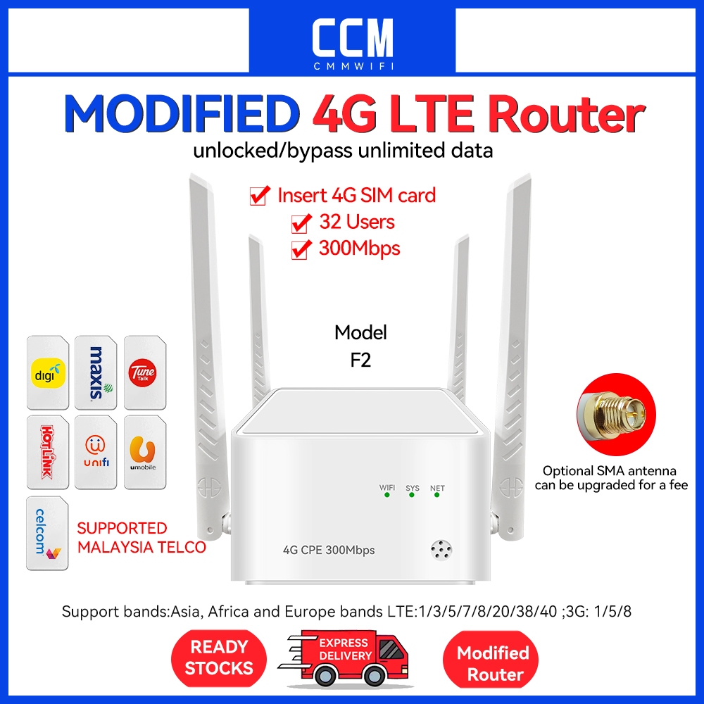 MEFI F2 Penghala WiFi 4G LTE dengan Empat Antena Luaran Penghala CPE ...