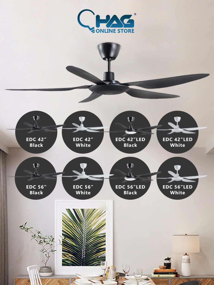 HAG® SILENZ EDC42/EDC56/GLAM56 Designer 5 Blades DC Ceiling Fan With ...