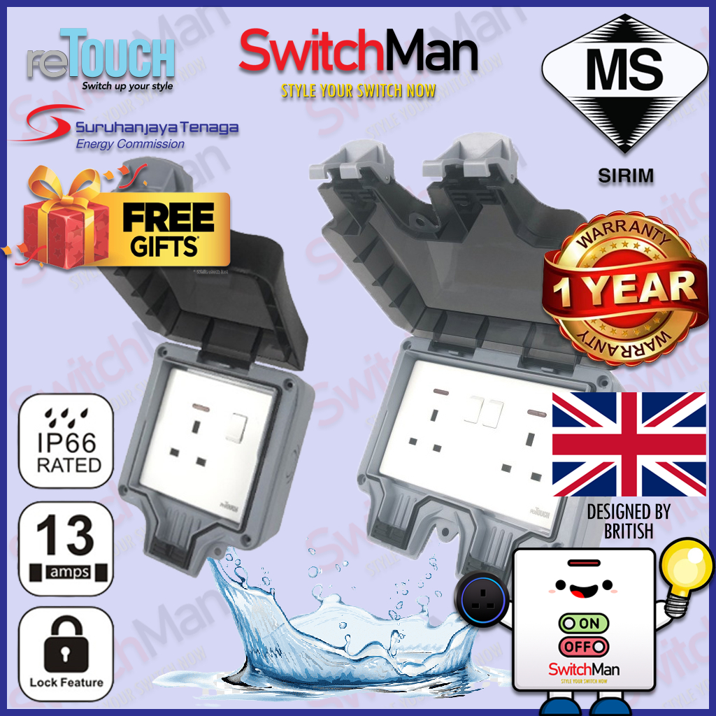 [SIRIM] reTouch Wall Switch & Socket IP66 Weather Water Proof Outdoor ...