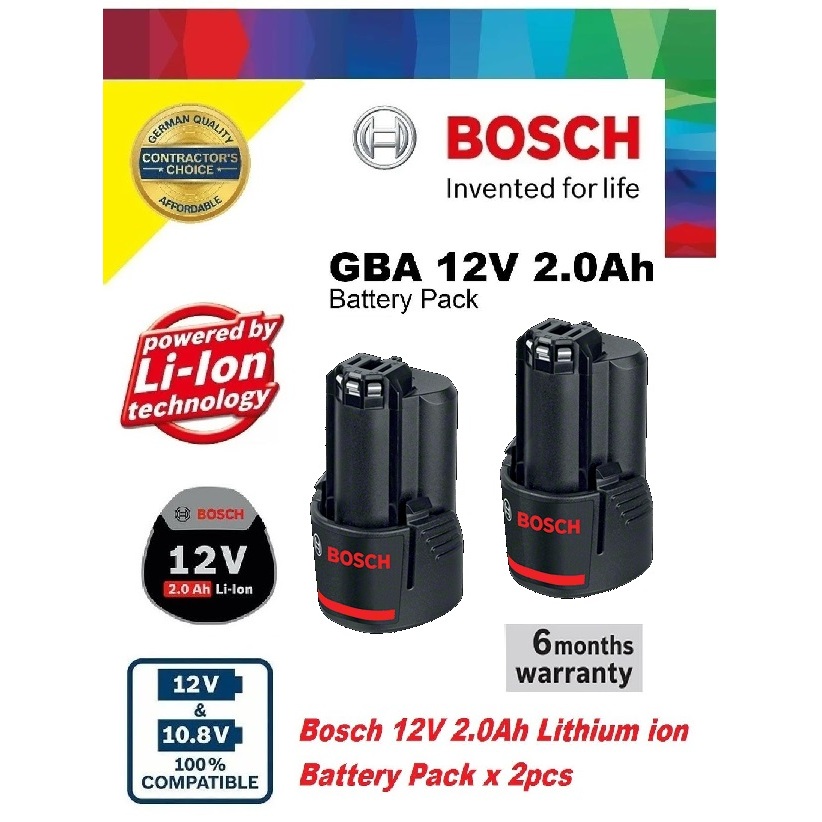 Bosch GBA 12V 2.0Ah Lithium-ion Batteries Pack (Original Bosch ...