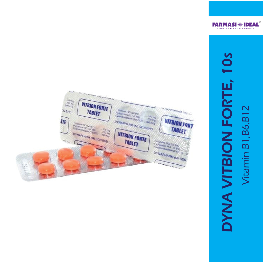 Dyna Vitbion Tablet 10's Vitamin B1,B6,B12 Tablet 10s Nerve Pain ...