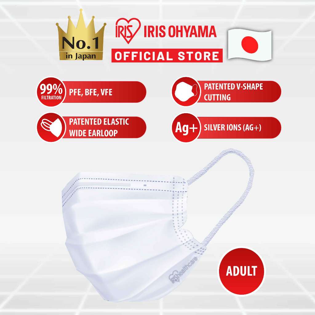 IRIS OHYAMA Disposable Adult Mask Earloop Type Anti Dust Bacterial ...