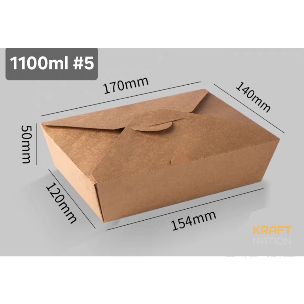 [Bundle] 50PCS Premium Kraft Paper Lunch Box / Food Tray with Lid ...