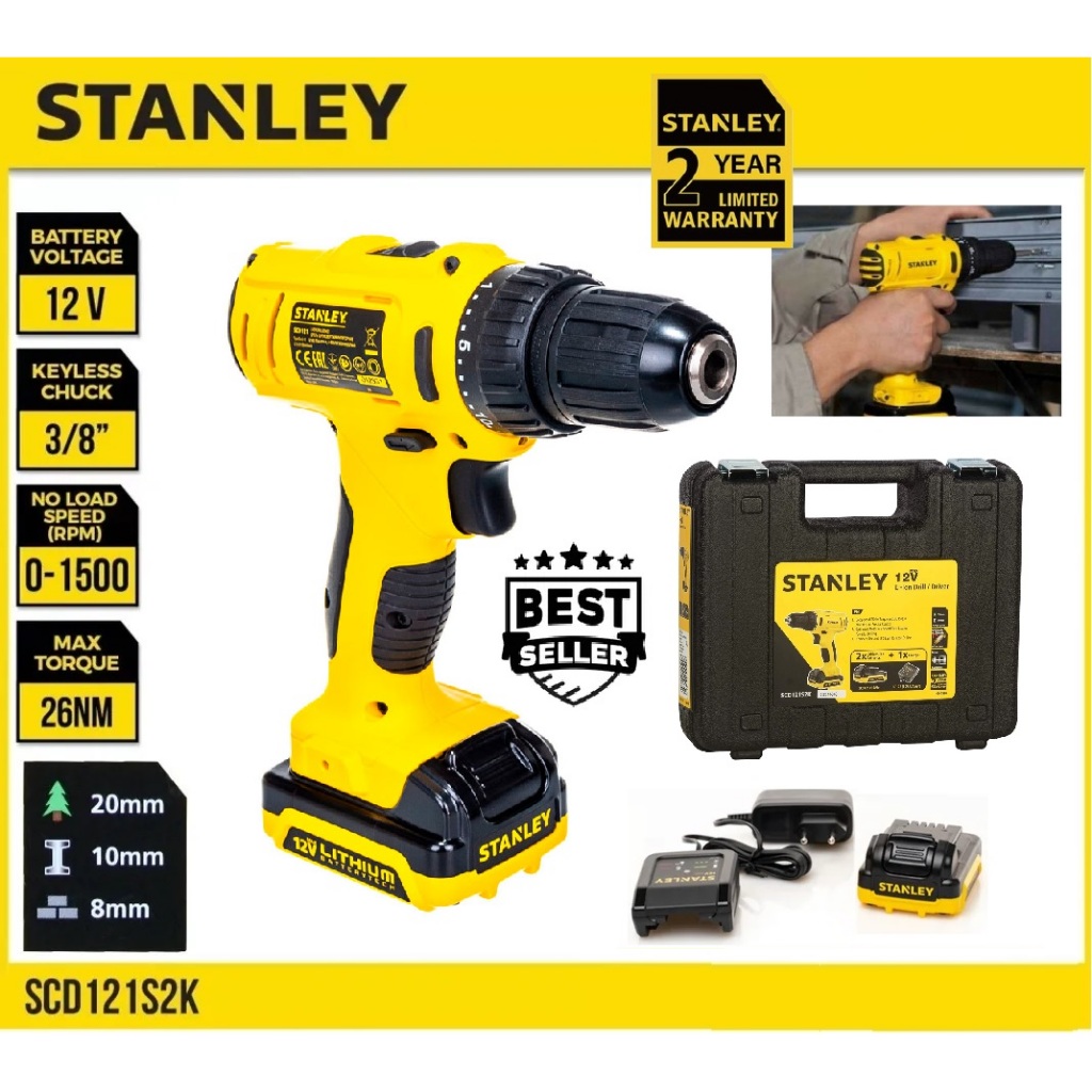Stanley SCD 12V Lithium-ion 26Nm Compact Cordless Drill / Driver ...