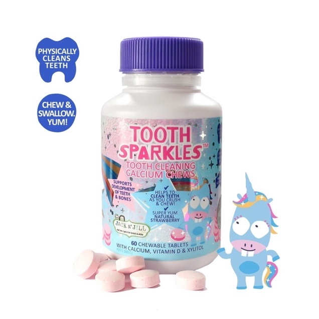 Jack N' Jill Tooth Sparkles Tooth Cleaning Calcium Chewable Tablets 60 ...