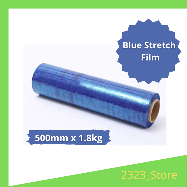 BLUE COLOUR STRETCH FILM WRAPPING FILM 500MM X 1.8KG | Shopee Malaysia