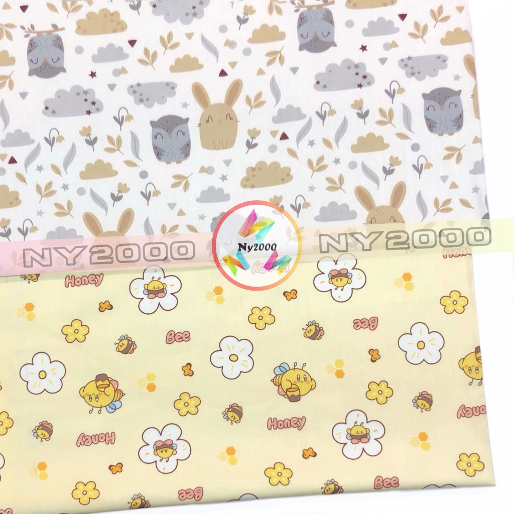 Kain Comb Cotton Corak Burung Hantu Arnab & Lebah (Bidang 60”) Rabbit ...