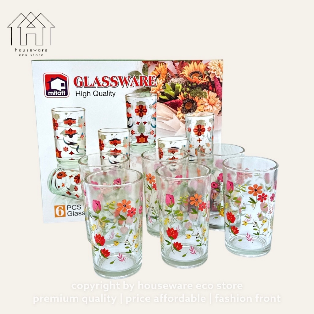 6pcs 190ml INS Flower Drink Glass Cup Coffee Cup / Flower Pattern Glass ...