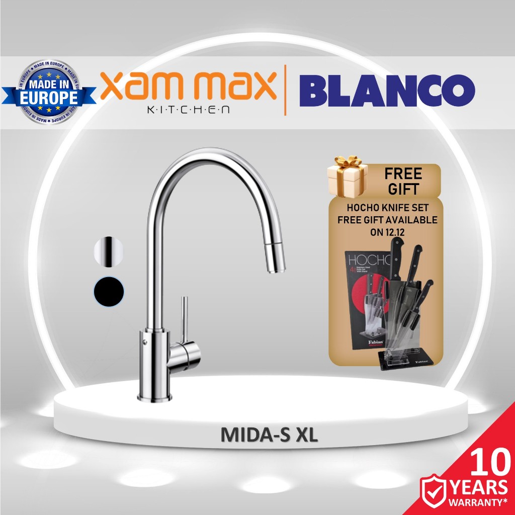 Blanco Mida-S XL Sink Mixer | Pull Down Spray | Black Matt | Brass ...
