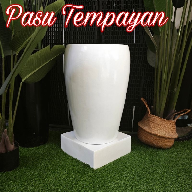 Pasu Tempayan Fiber indoor & outdoor garden Boleh buat tadahan air ...