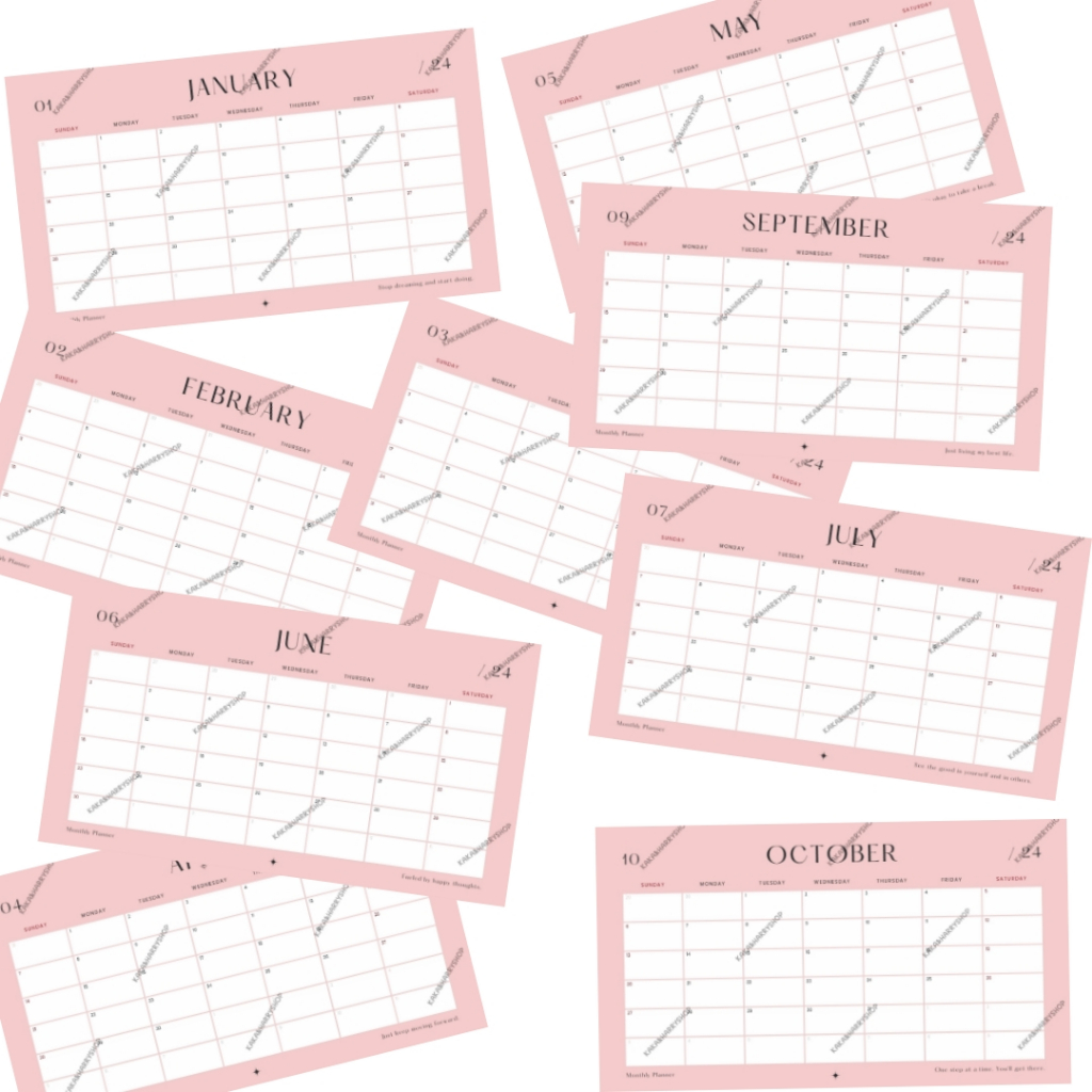 12 MINIMALIST PINK CALENDAR 2024 CALENDAR PRINTABLE PDF | Shopee Malaysia