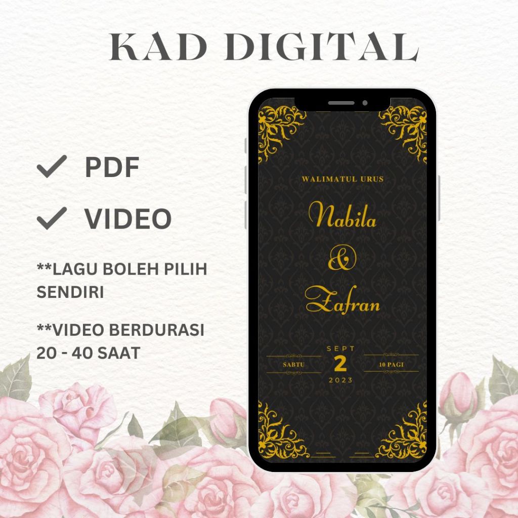 TEMA KLASIK KAD KAHWIN DIGITAL | DIGITAL WEDDING CARD | E-CARD | Shopee Malaysia