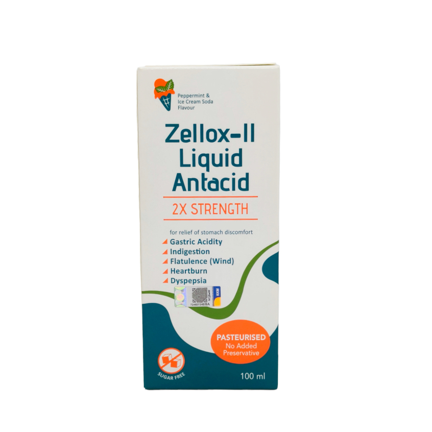 Zellox-II Double Strength Liquid Antacid 100ml (For Gastric Acidity/ Heartburn/ Indigestion ...