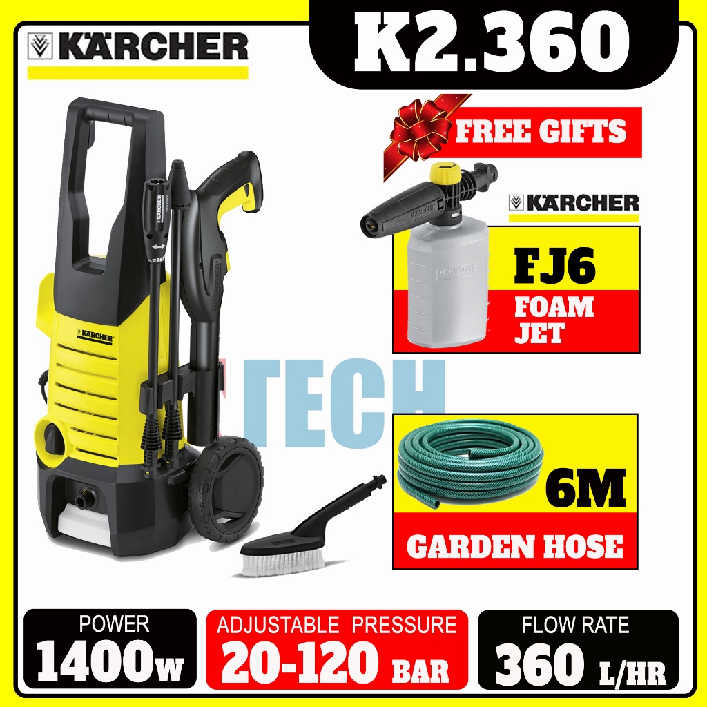 KARCHER K2.360 / K2360 HIGH PRESSURE WASHER (120 BAR) C/W 3 DIFFERENT PACKAGES | Shopee Malaysia
