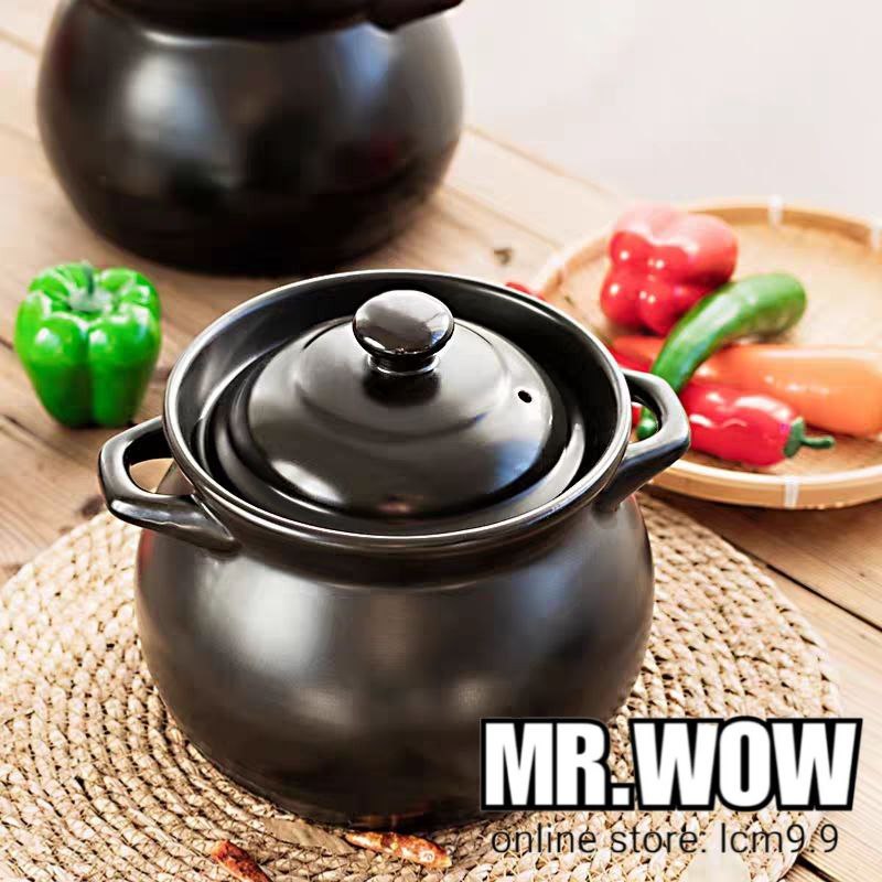 Korea Style Black Ceramic Clay Pot with Lid/ Casserole Pot/ Stew Pot ...