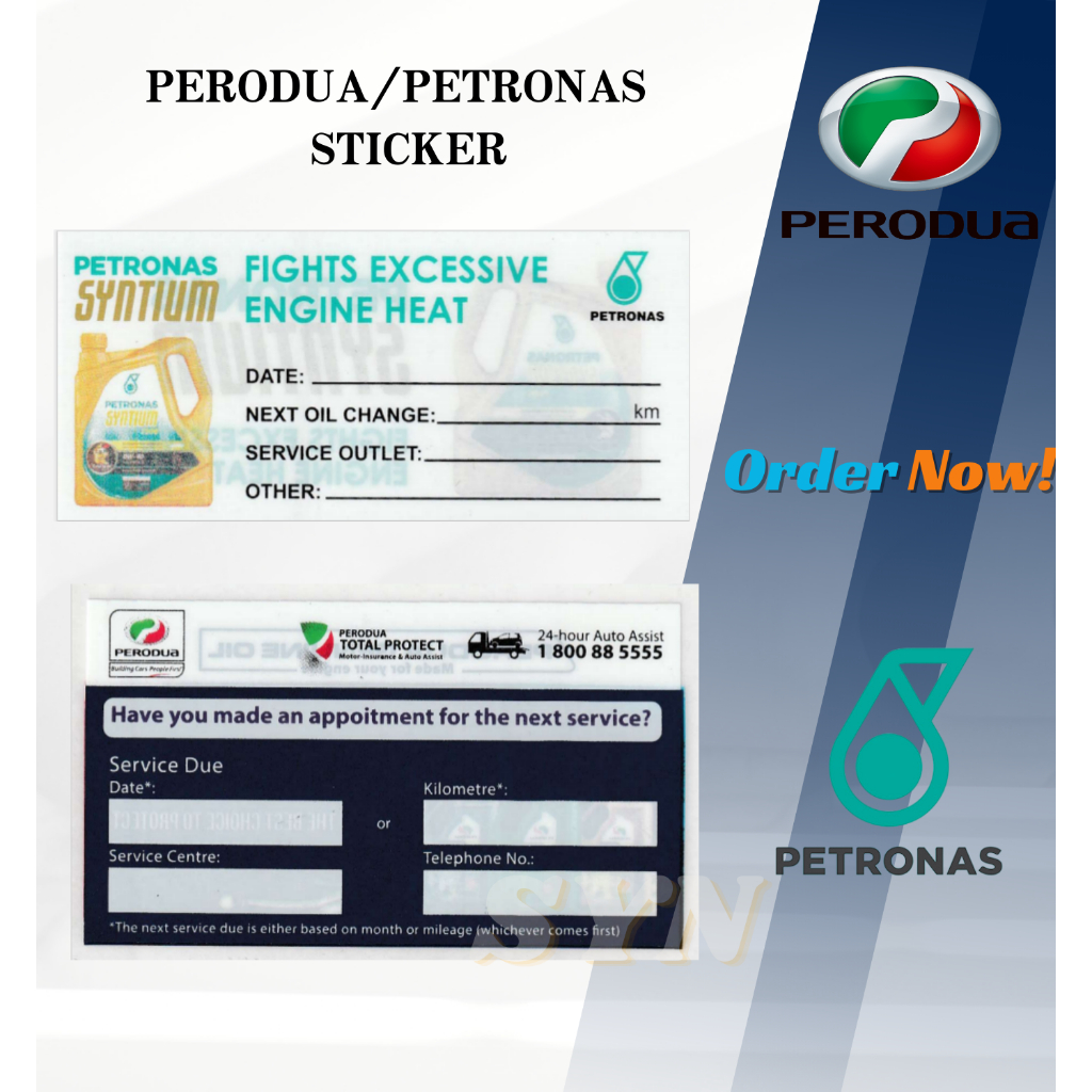 Petronas & Perodua Windsreen Mileage Sticker For Engine Oil Auto ...