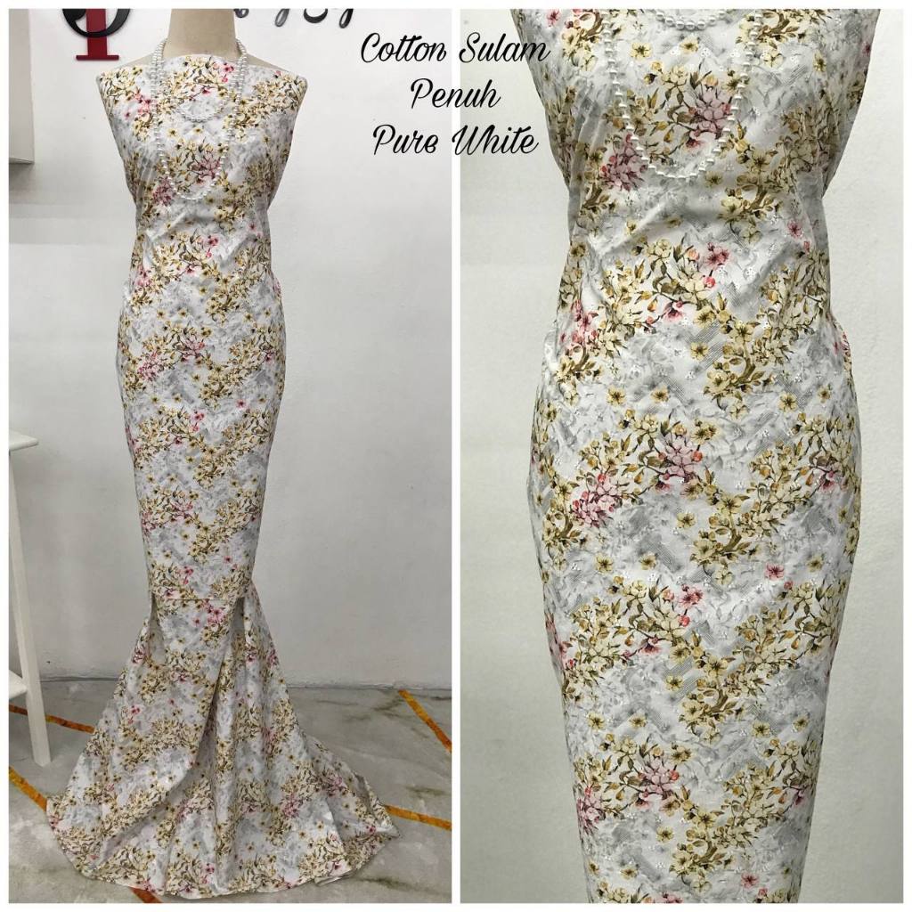 Kain Cotton Sulam Penuh Sulam Corak Penuh Open Meter Bidang 45 Kain ...